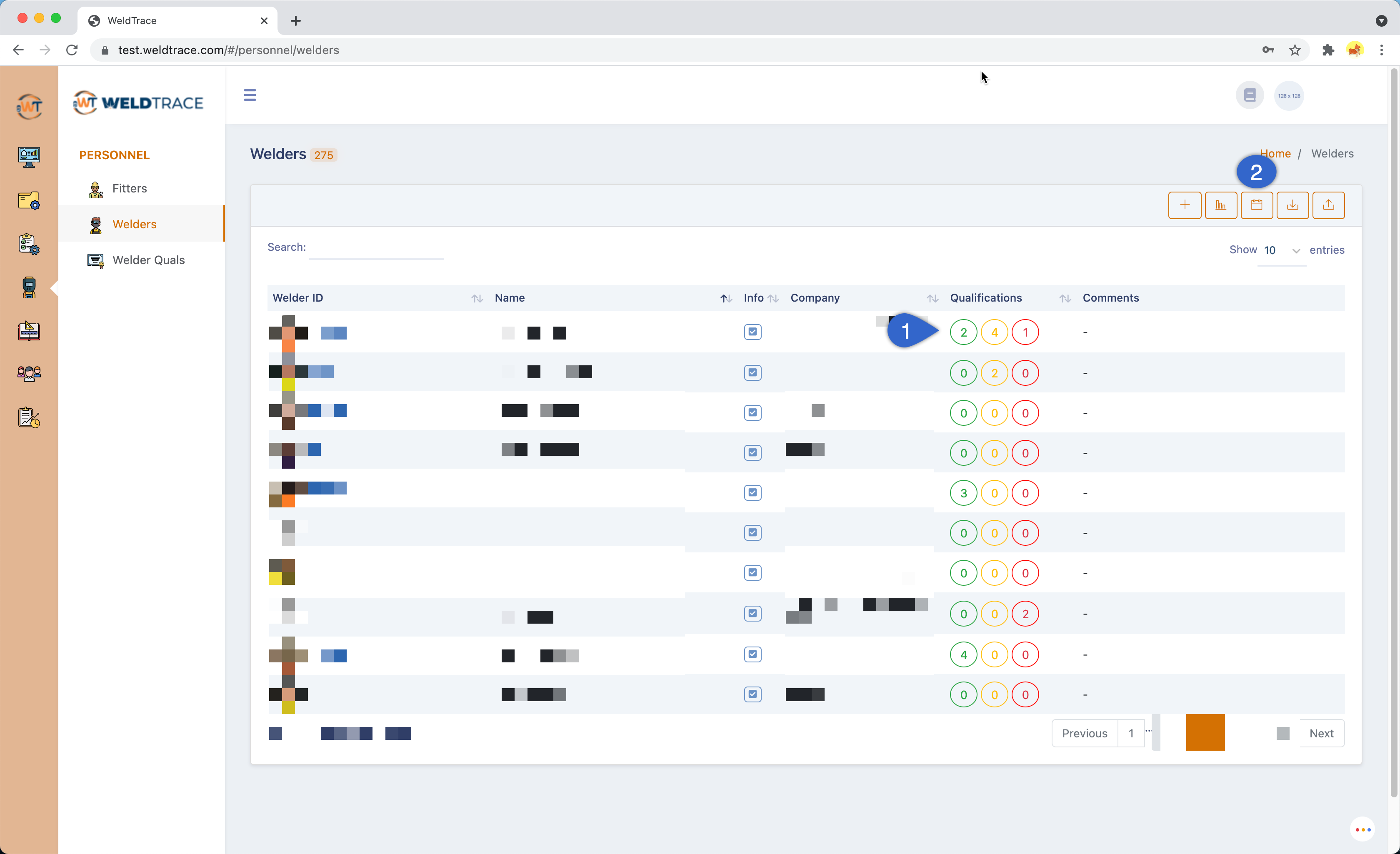 Welder continuity report in WeldTrace